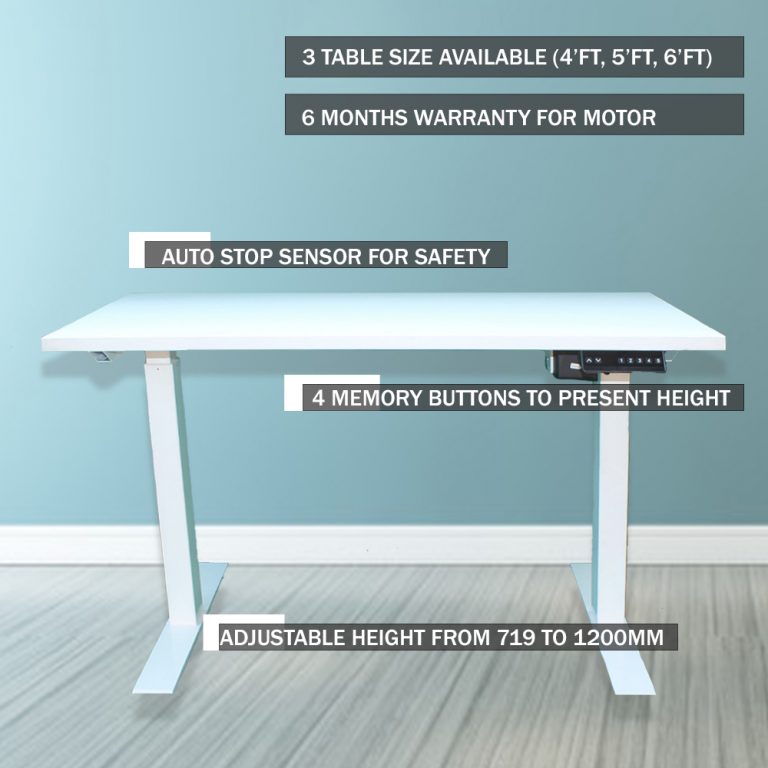Motorized Adjustable Height Table EDGE DESK ( 4’ft ~ 6’ft) | A2Z Office ...