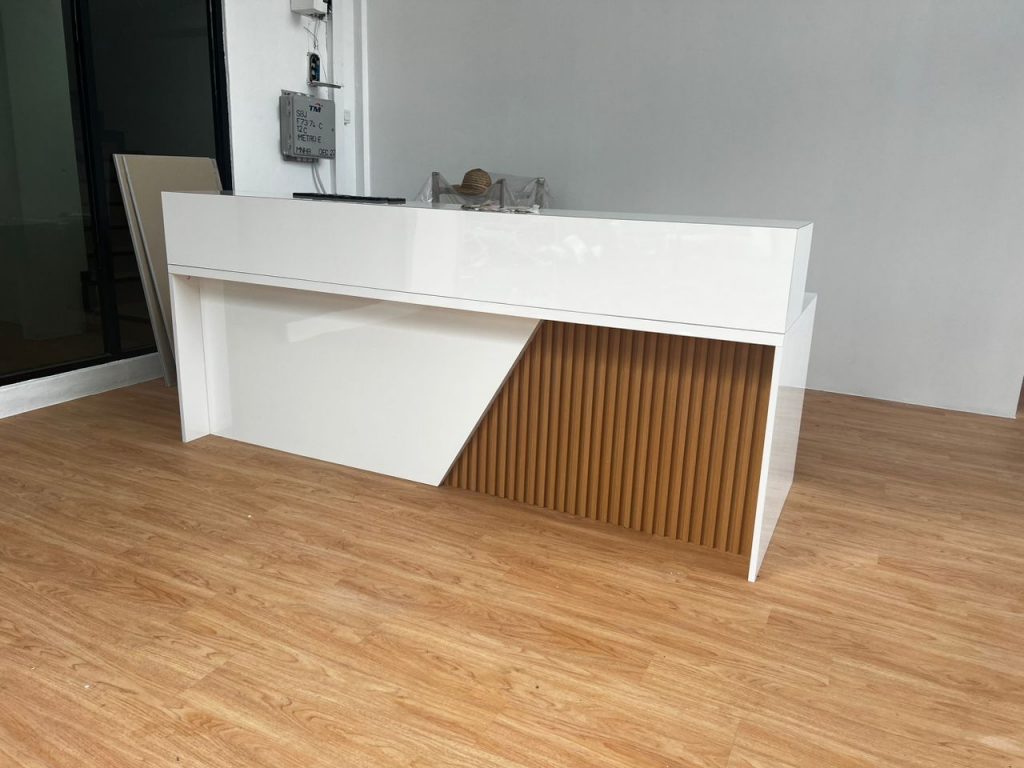 [AZRC-01] Reception Counter with Fluted Wall Panel | A2Z Office Supply ...