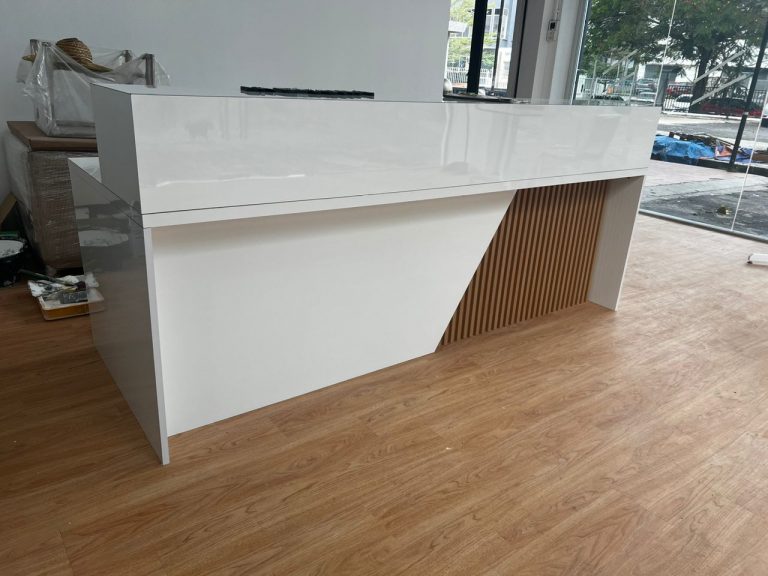 [AZRC-01] Reception Counter with Fluted Wall Panel | A2Z Office Supply ...